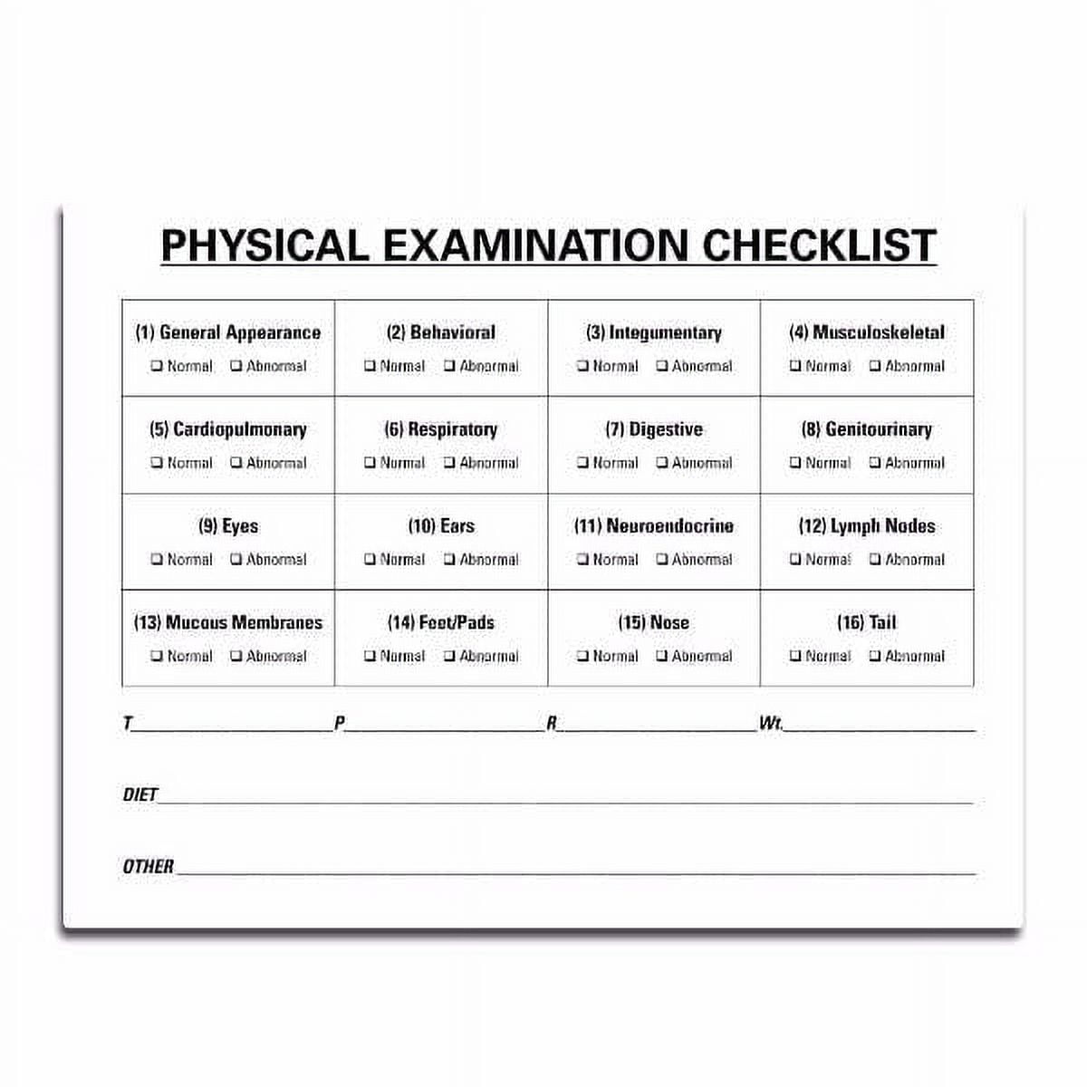 Veterinary Physical Exam Checklist Labels 4 x 3.25 250 Perforated ...