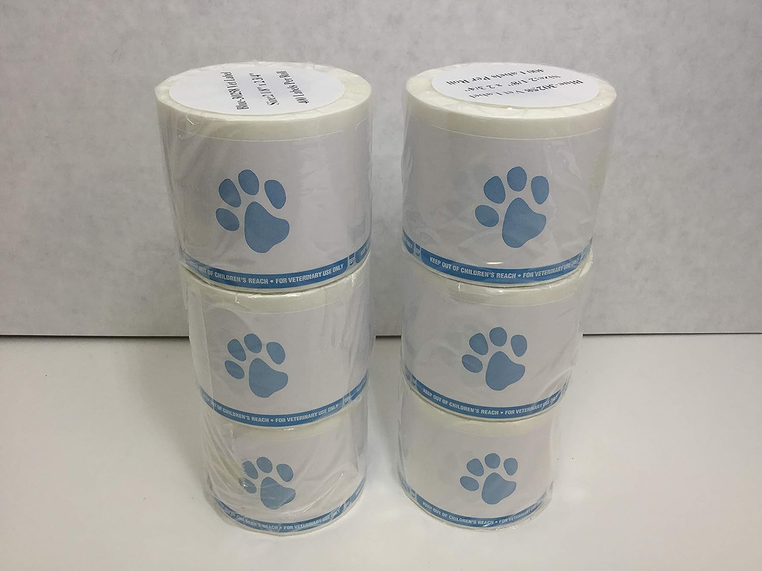 Veterinary Prescription Labels 6 Rolls, Blue Paw Print & Warning, 2-1/8 ...