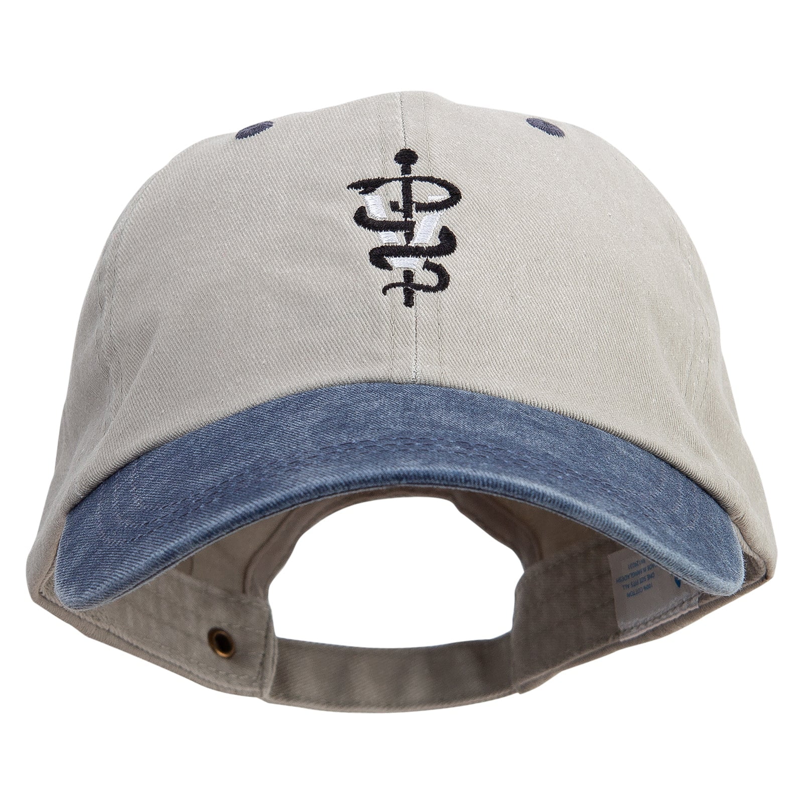 Veterinary Symbol Embroidered Pigment Dyed Wash Cap - Beige Navy OSFM ...