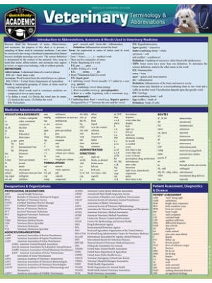 Veterinary Terminology & Abbreviations: A Quickstudy Laminated Reference Guide - Walmart.com