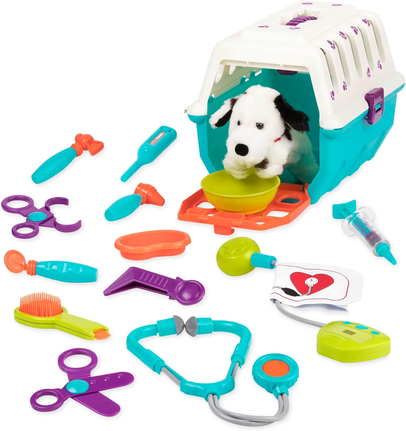 Veterinary Toy Set with Plush Dalmatia Puppy and Carrier - Complete 15 ...