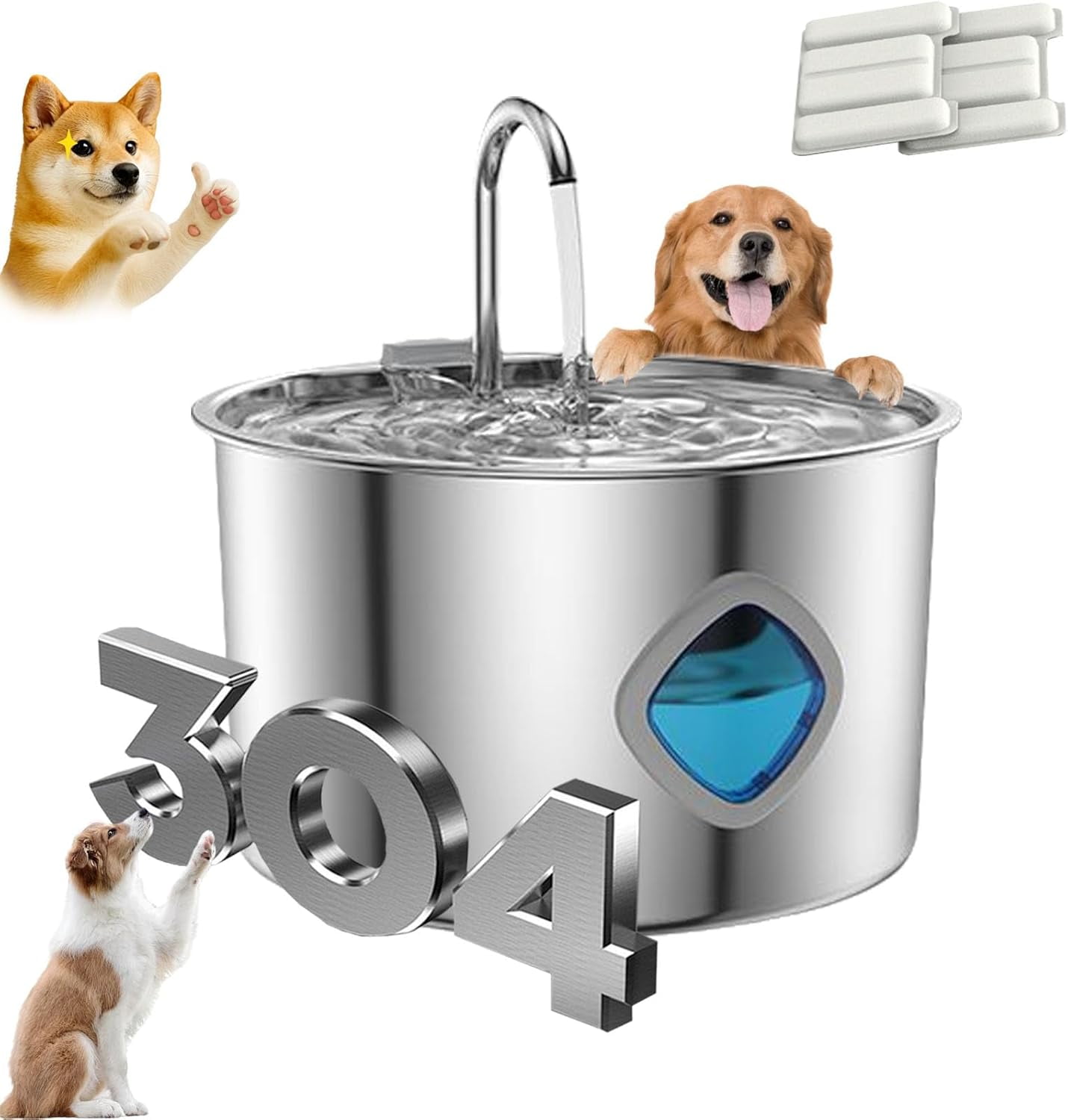 Vetiflow Dog Bowl, Dog Water Fountain, Quad-Purification System with ...