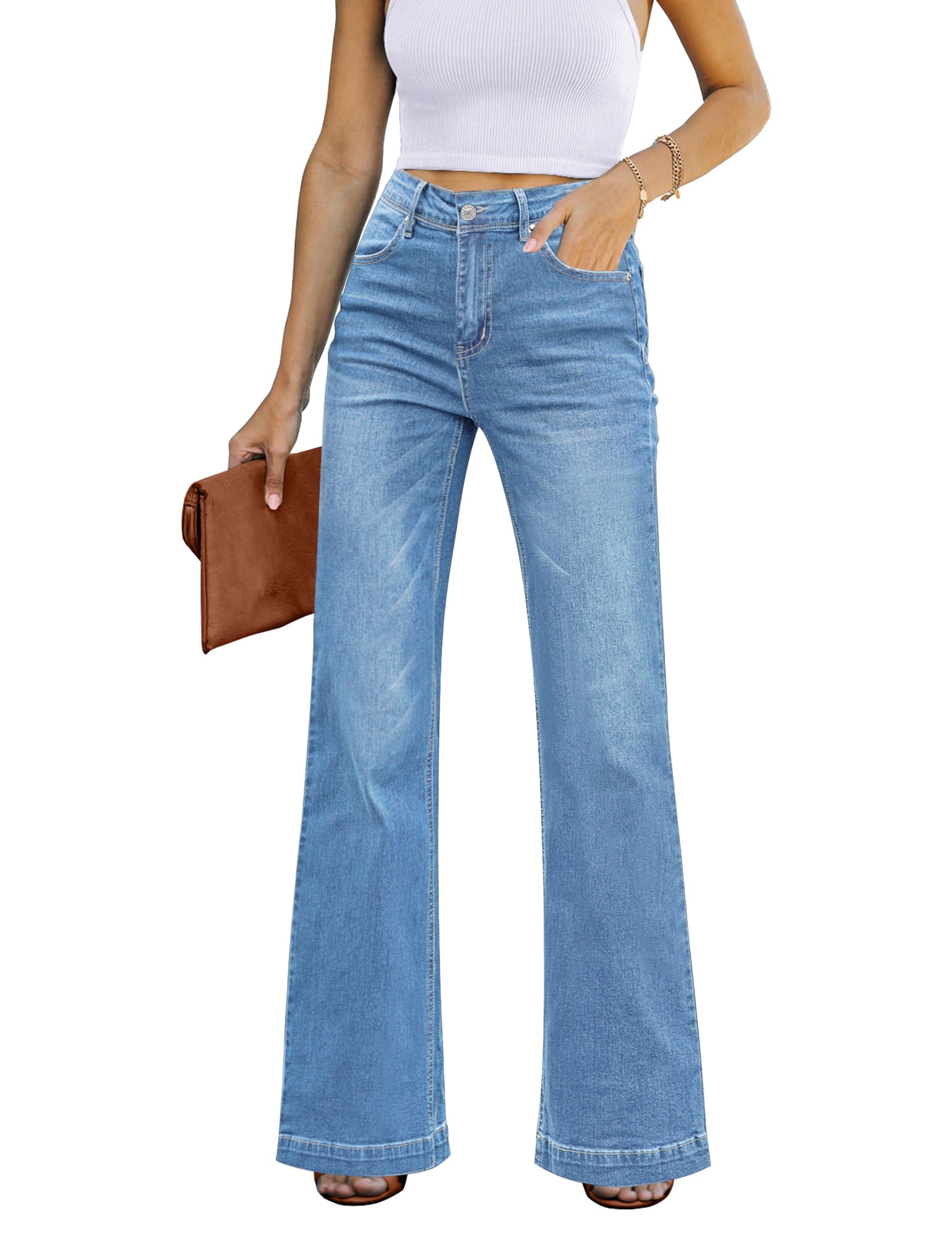 Vetinee Women's Casual High Waisted Flare Jeans Retro Wide Leg Ankle ... Vetinee Women's Casual High Waisted Flare Jeans Retro Wide Leg Ankle ...