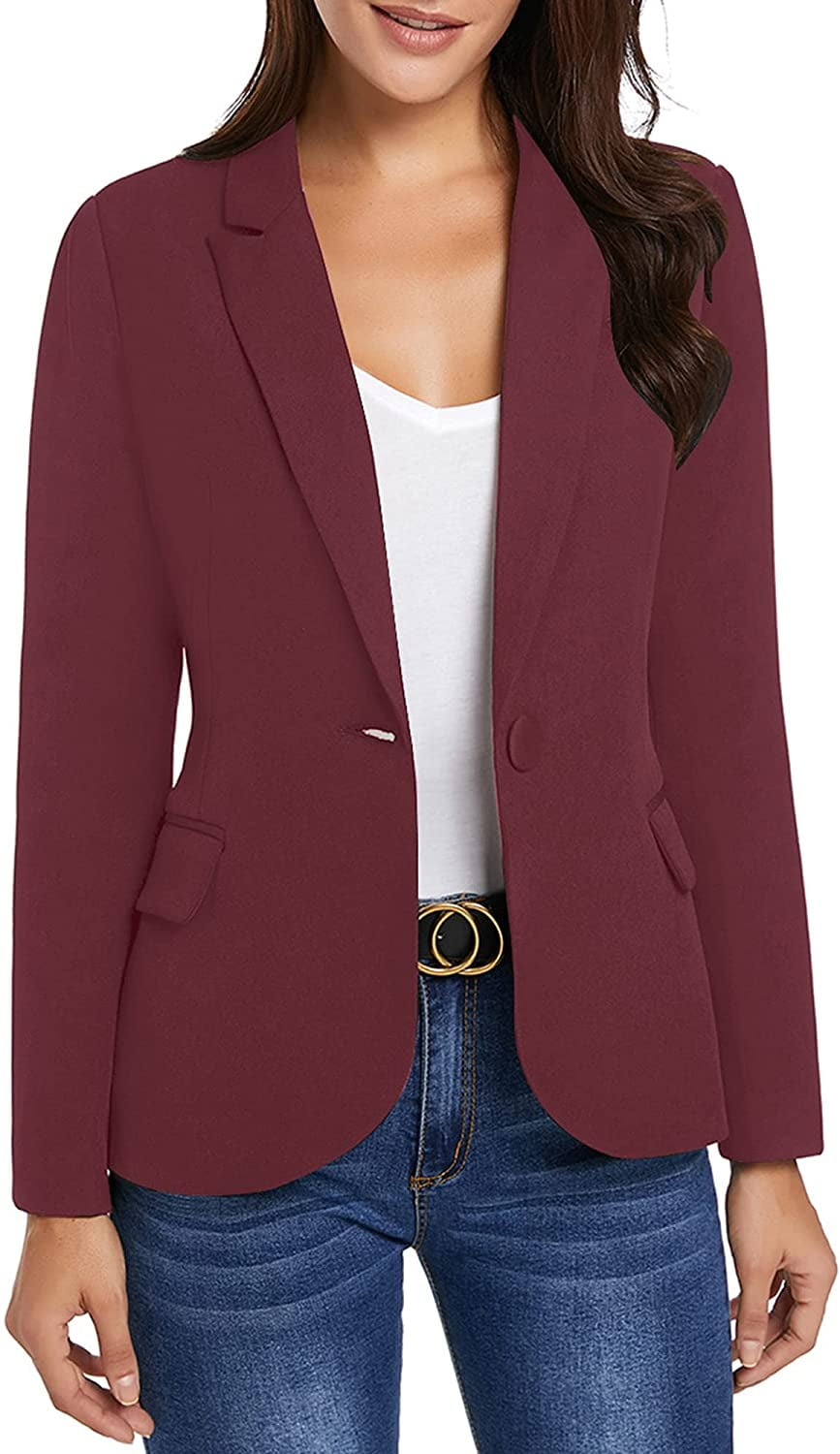 Vetinee Womens Business Work Office Blazer Back Slit Jacket with One ...