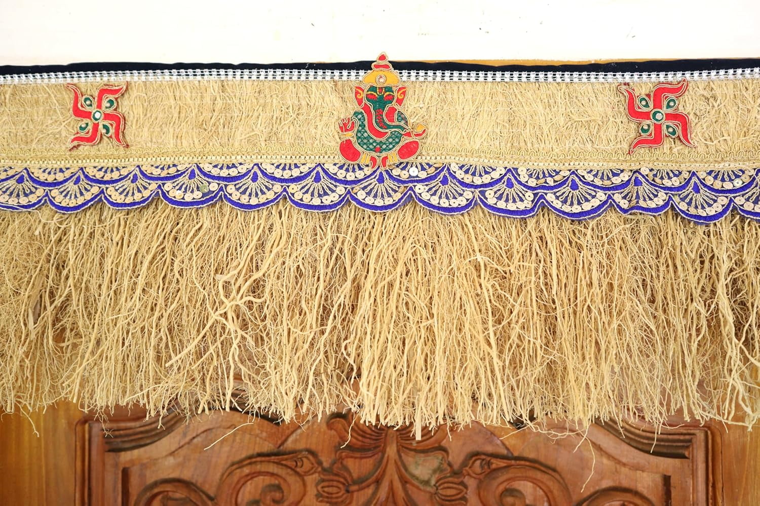 Vetiver Torana1 Natural Vetiver Door Torana 3 feetKhus Pooja Room Toran ...