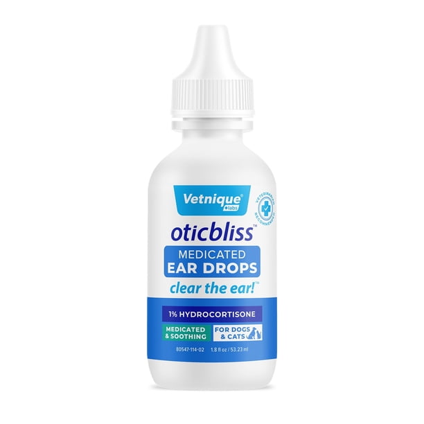 Vetnique Labs Oticbliss Medicated Ear Drops. for Dogs & Cats, with ...