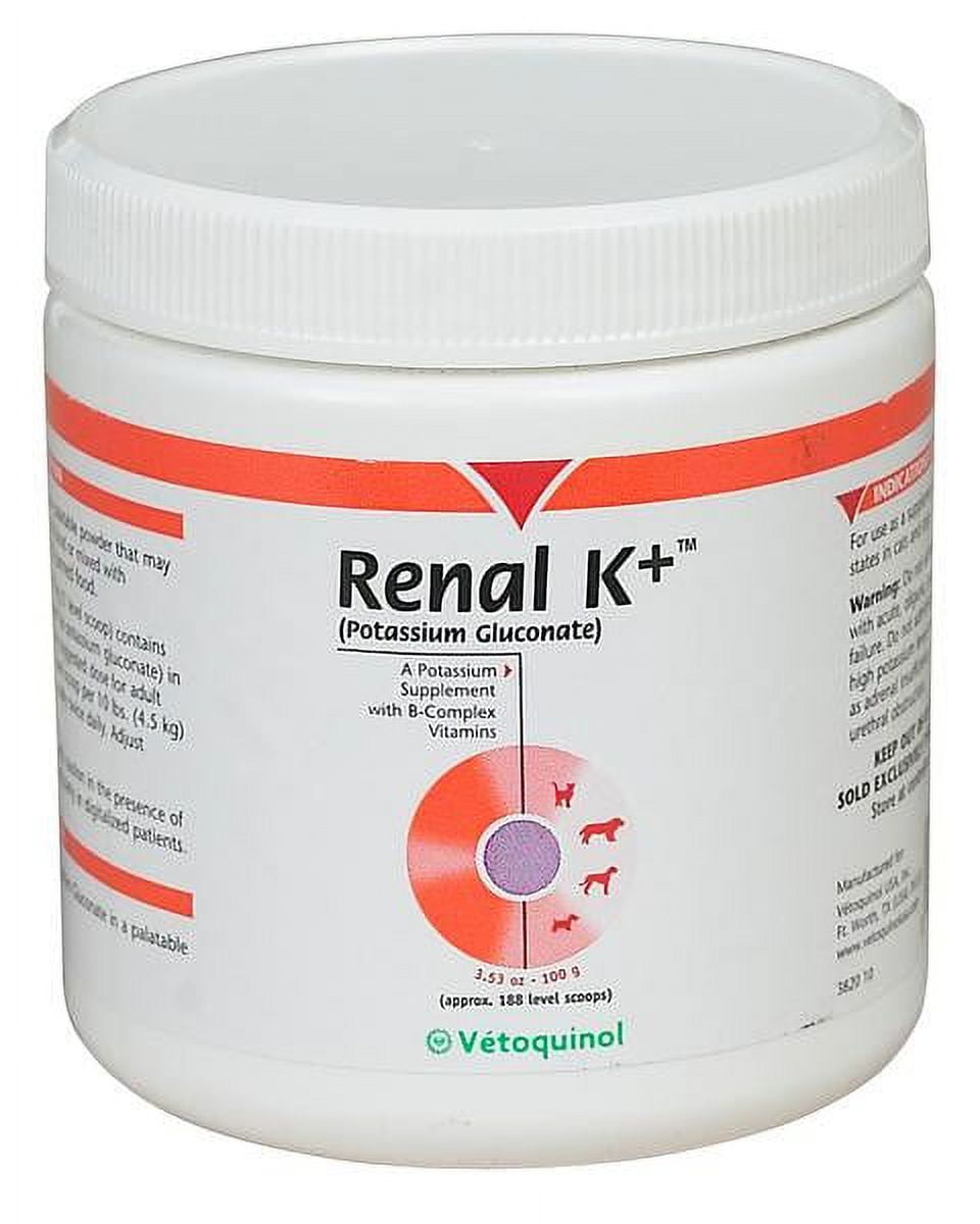 Vetoquinol Renal K+ (Potassium Gluconate) Potassium Supplement Powder ...