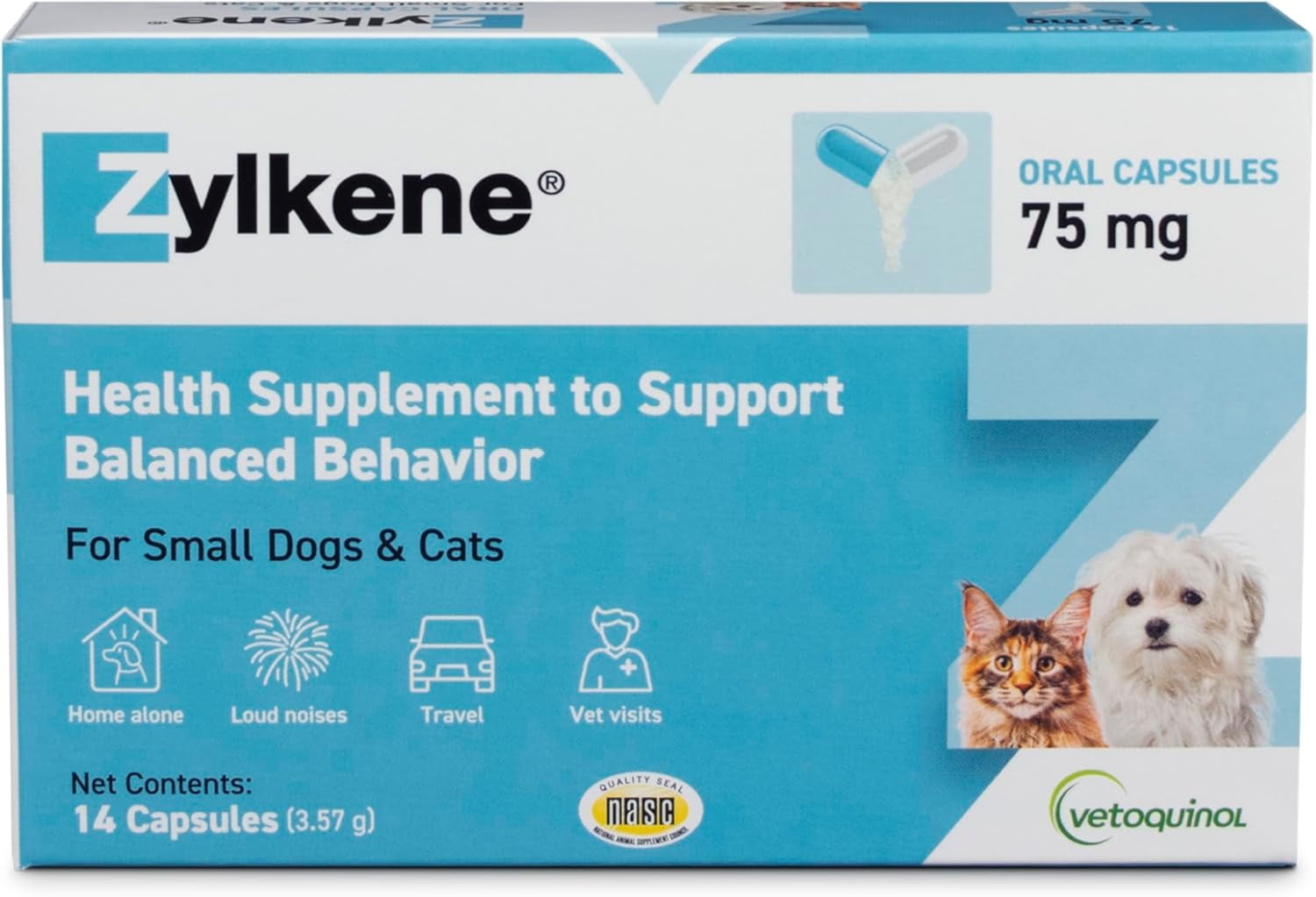 Vetoquinol Zylkene Calming Behavior Support Supplement, Helps Promote ...