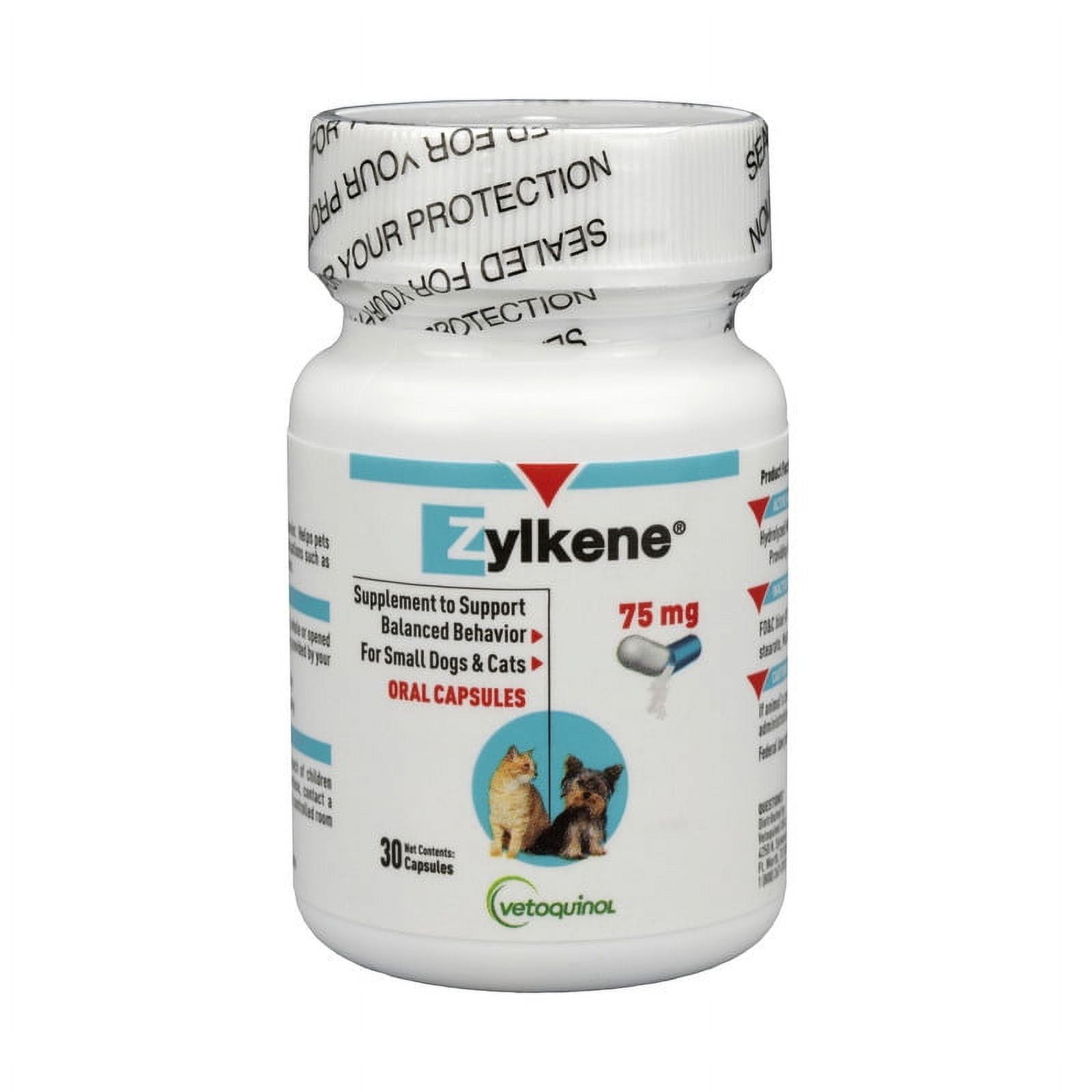 Vetoquinol Zylkene 75mg Capsules for Dogs and Cats, Liquid Mixable (30 ...