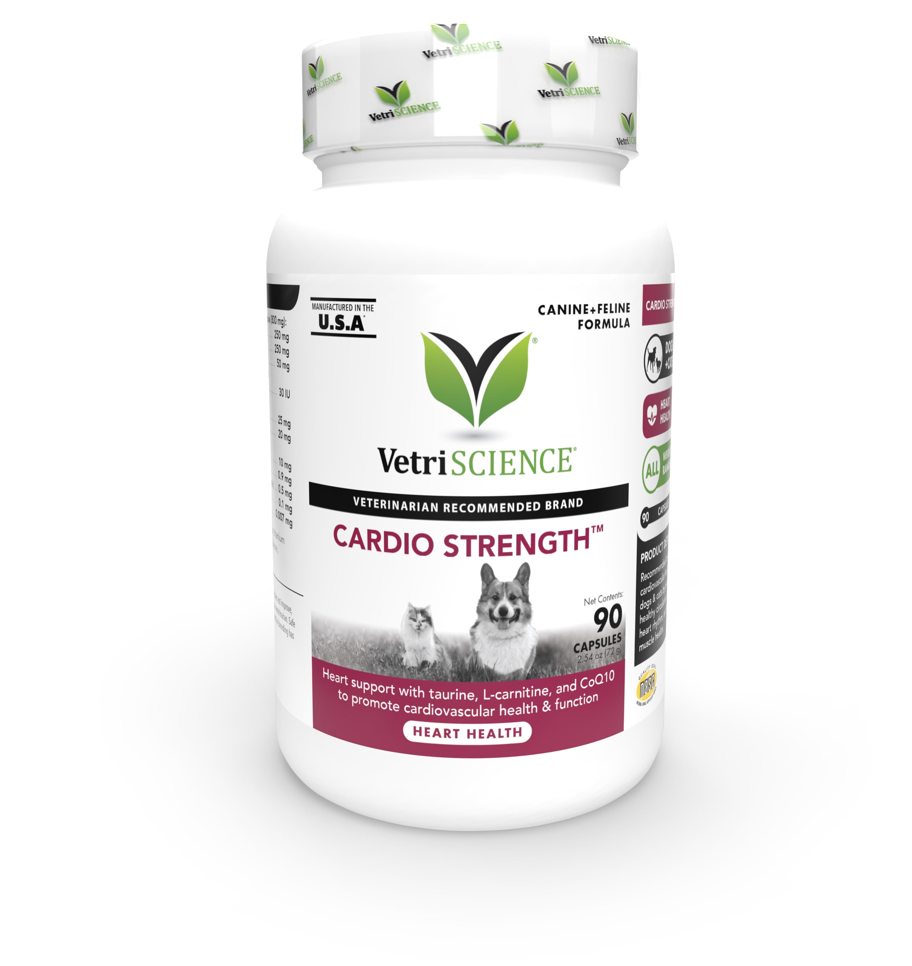 VetriScience Cardio Strength, Heart Care Supplement for Dogs & Cats, 90 ...