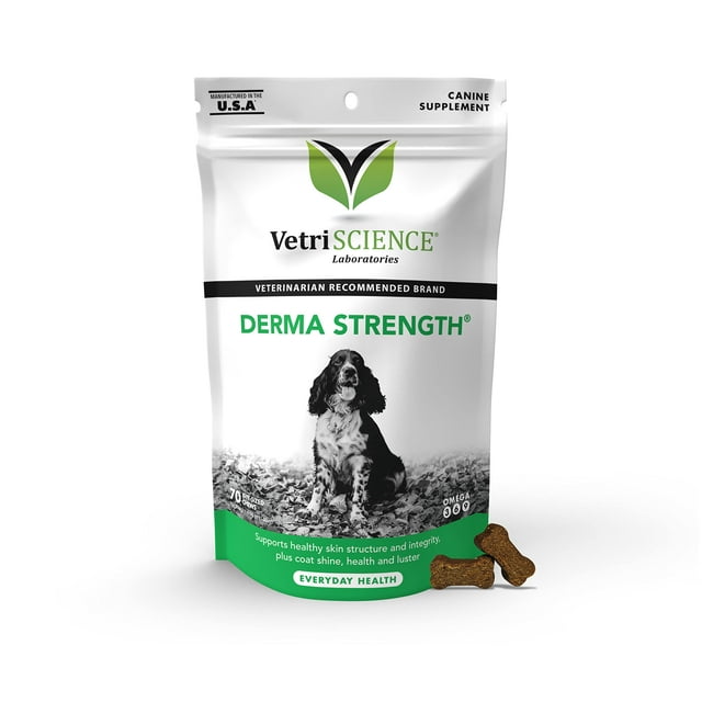 VetriScience Derma Strength Healthy Skin and Coat Chews with Omega 3, 6 ...