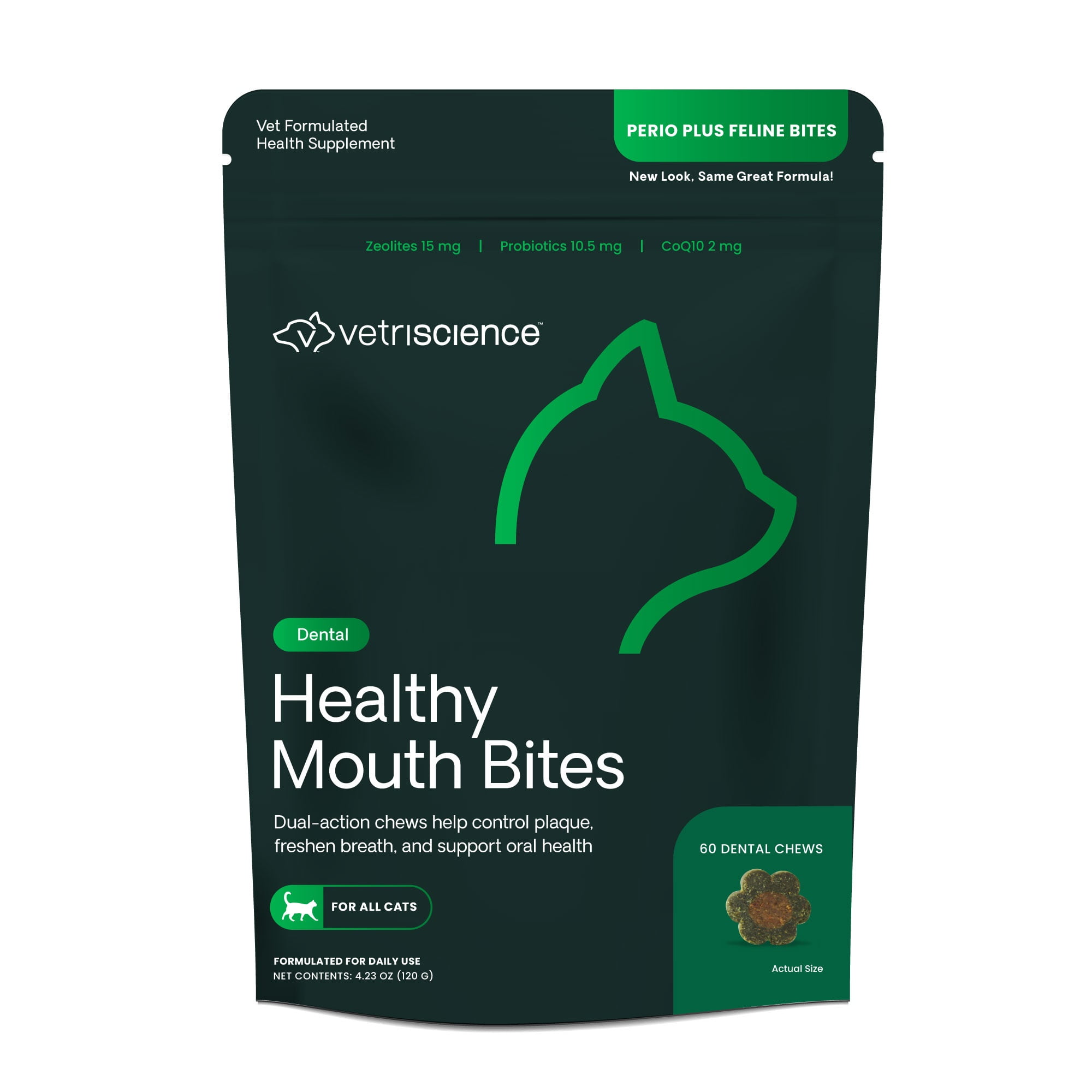 VetriScience Perio-Plus Crunchy Teeth Cleaning Treats for Cats, Chicken ...