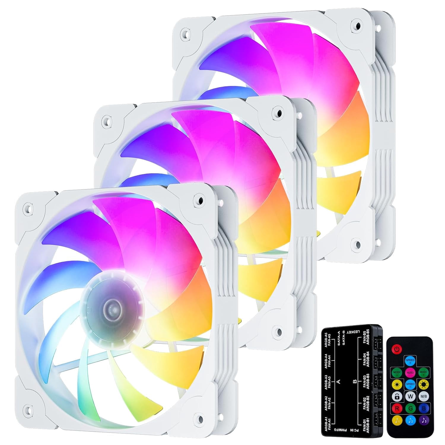 Vetroo SA-140 3-Pack 140mm Addressable RGB & PWM Motherboard Sync ...