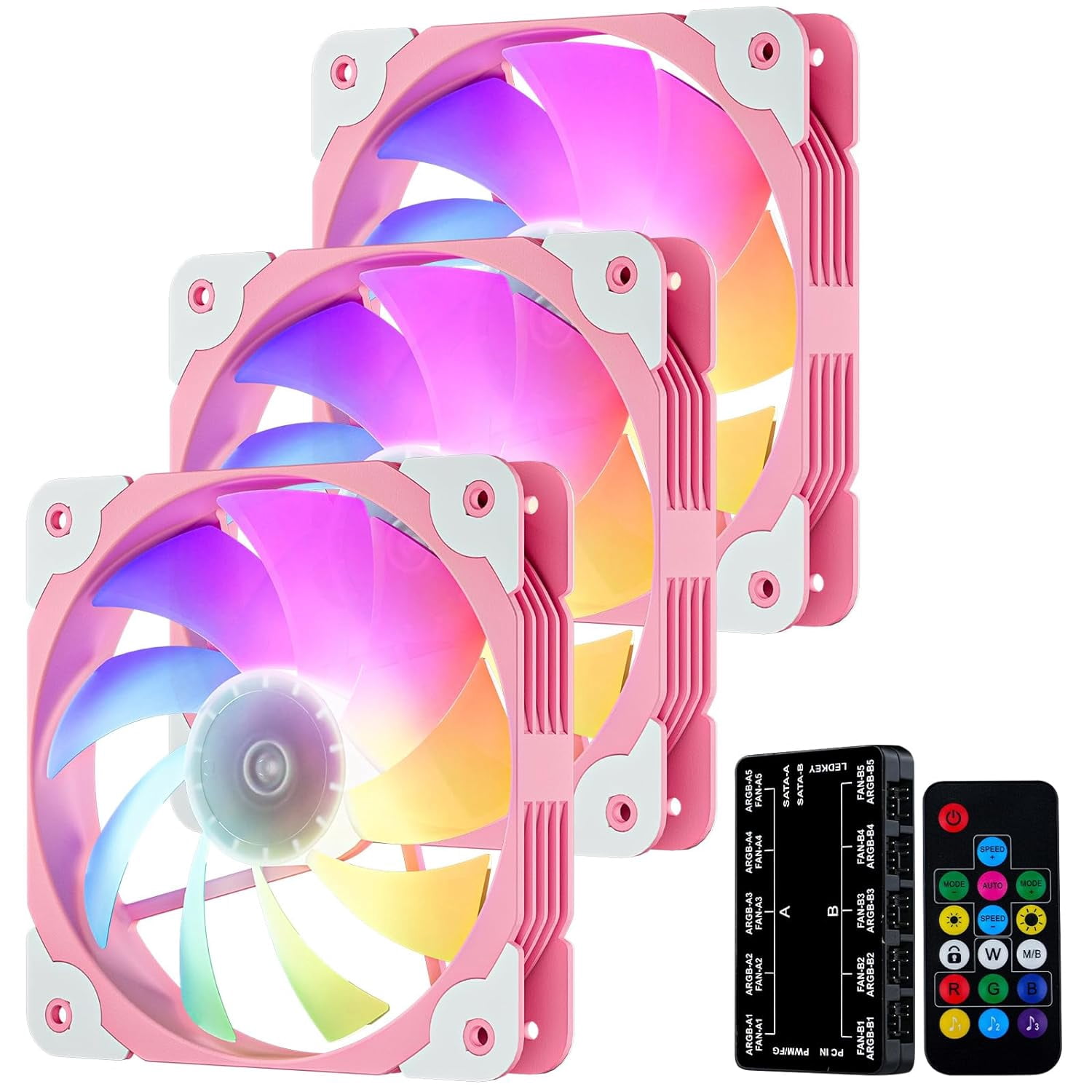 Vetroo SA-140 3-Pack 140mm Addressable RGB & PWM Motherboard Sync ...