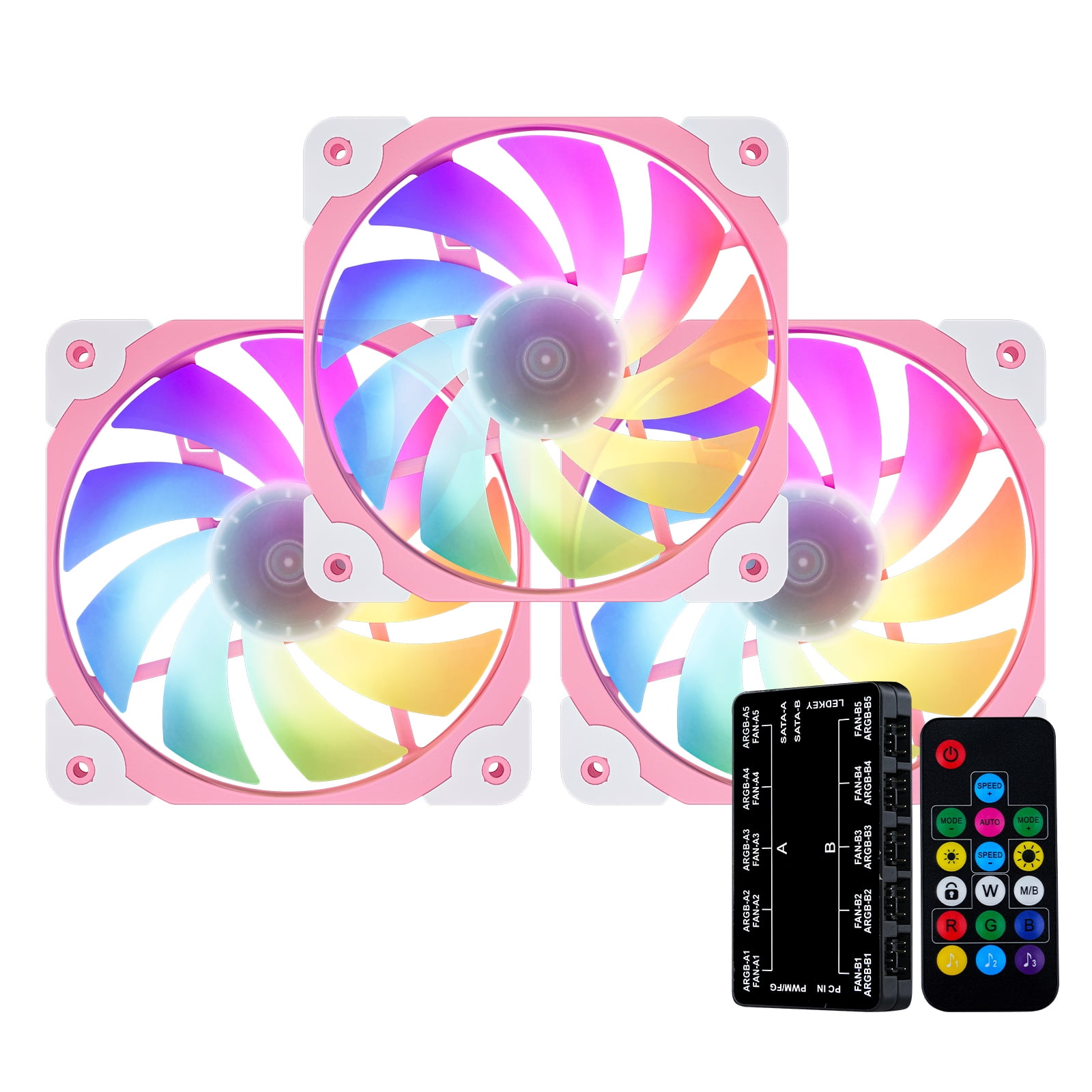 Vetroo SA-140 Pink ARGB Fan 3-Pack - 140mm PWM Cooling Fans with ...