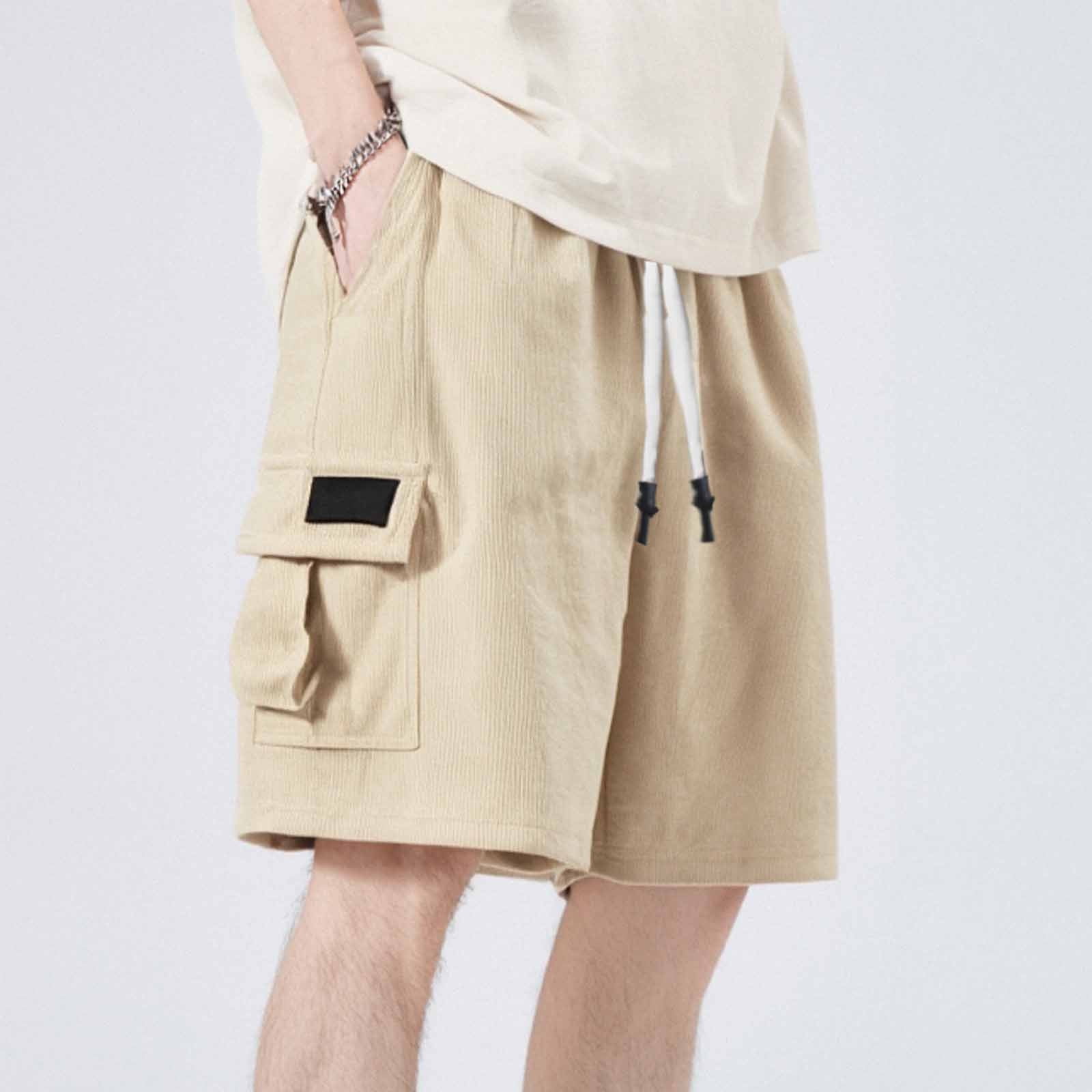 Vetsdori Cargo Shorts for Men Athletic Summer Short Pants Khaki Pockets ...