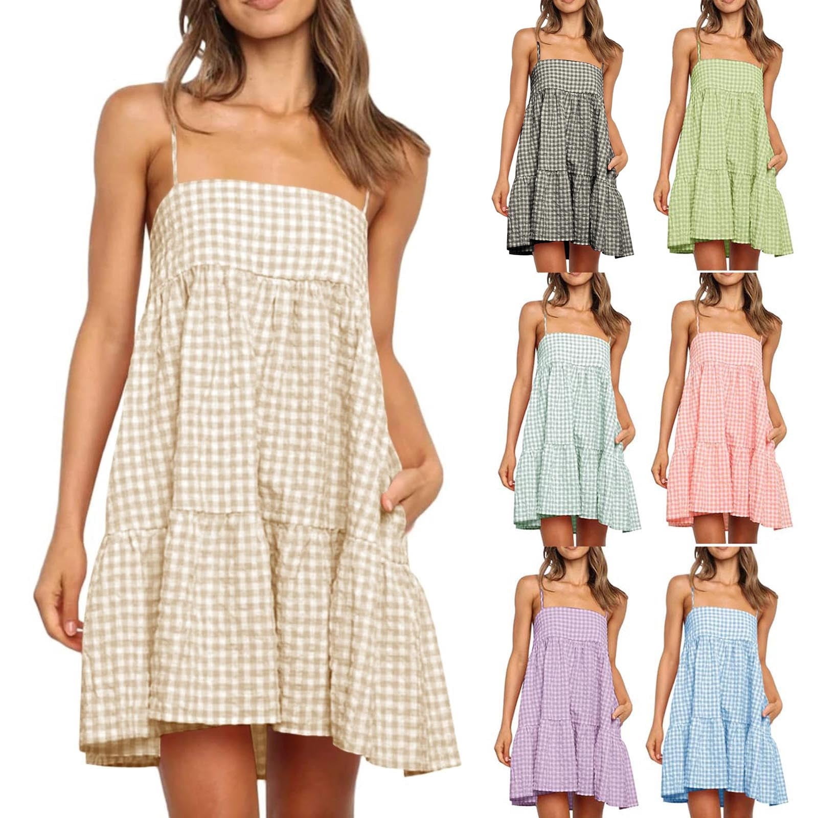Vetsdori Womens Sleeveless Mini Dresses Tank Slip Dress Summer Sundress ...