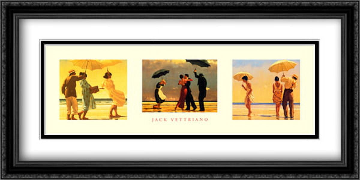 Vettriano Trio 2x Matted 40x16 Large Black Ornate Framed Art Print by ...