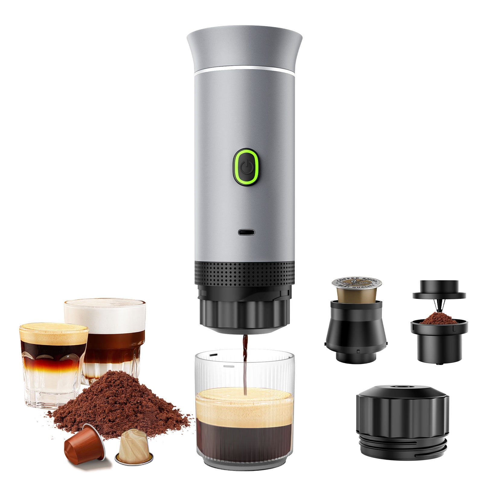 Veubew Portable Electric Espresso Machine, 20 Bar Mini Tarvel Coffee ...
