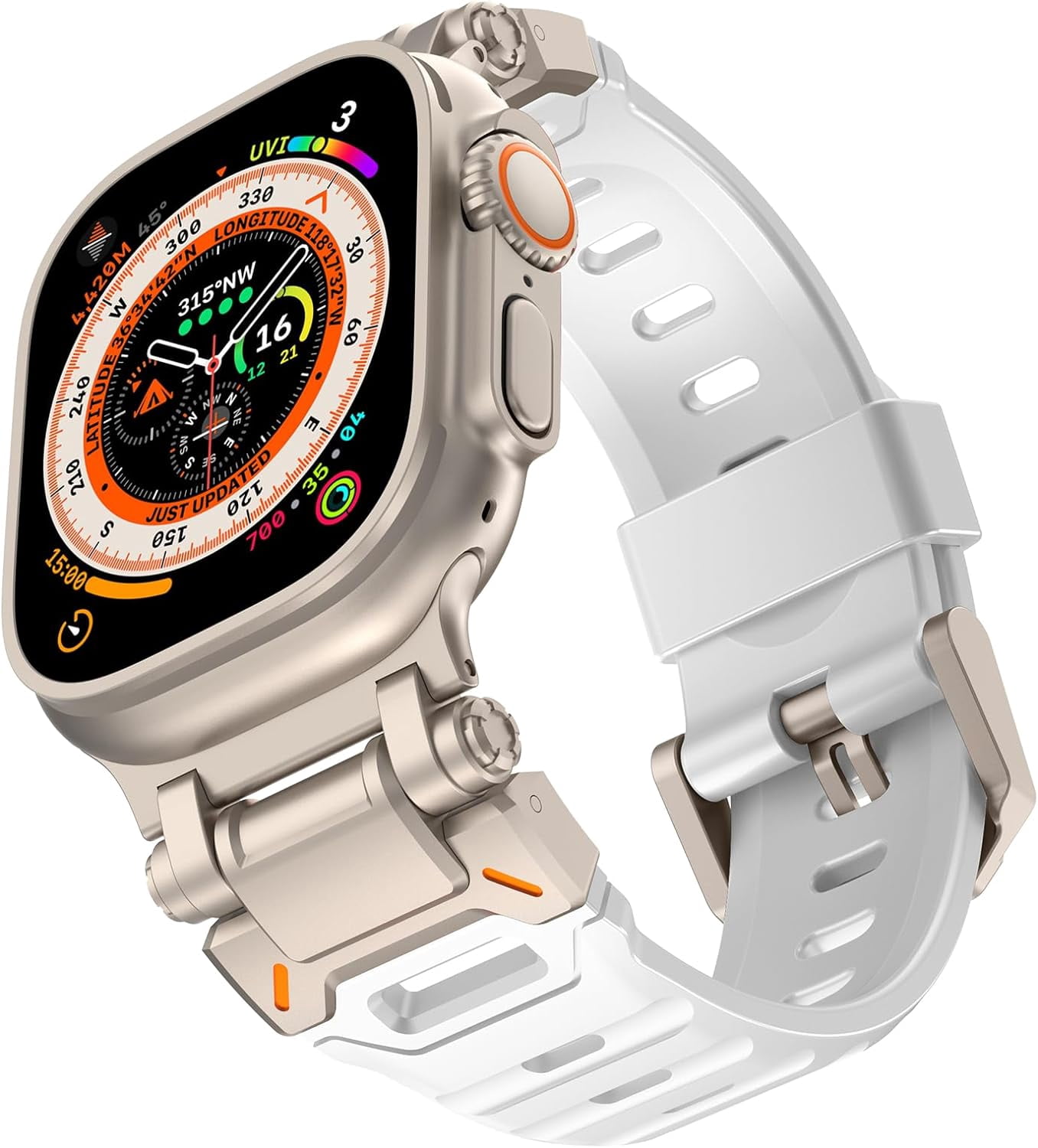 VeveXiao Liquid Silicone Band with Stainless Steel Adapter Straps ...