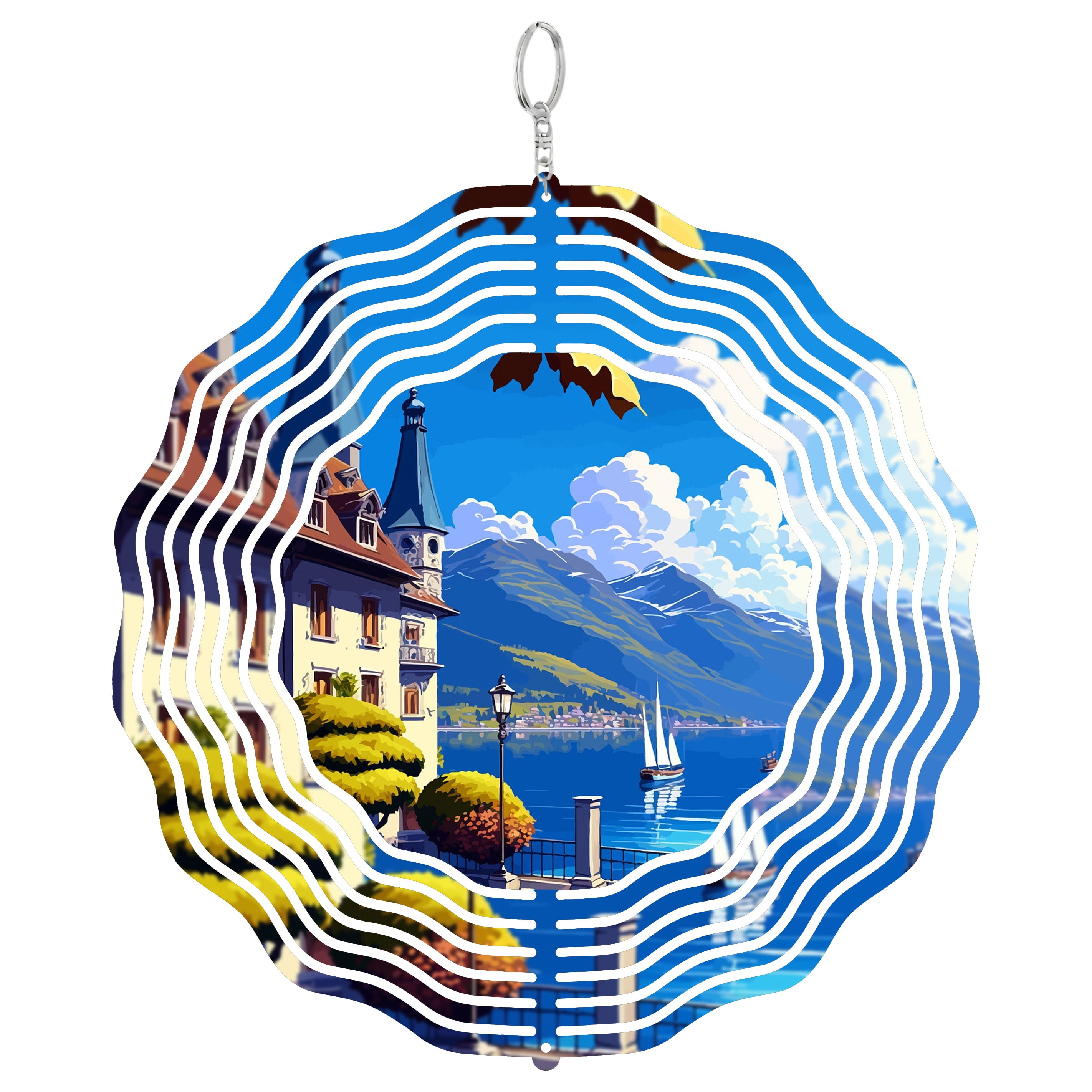 Vevey Switzerland Lake Geneva 3D Wind Spinner Metal Kinetic Hanging ...