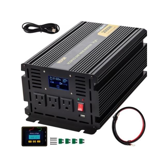 VEVOR 2000W Power Inverter - DC 24V to AC 120V Converter with Remote ...