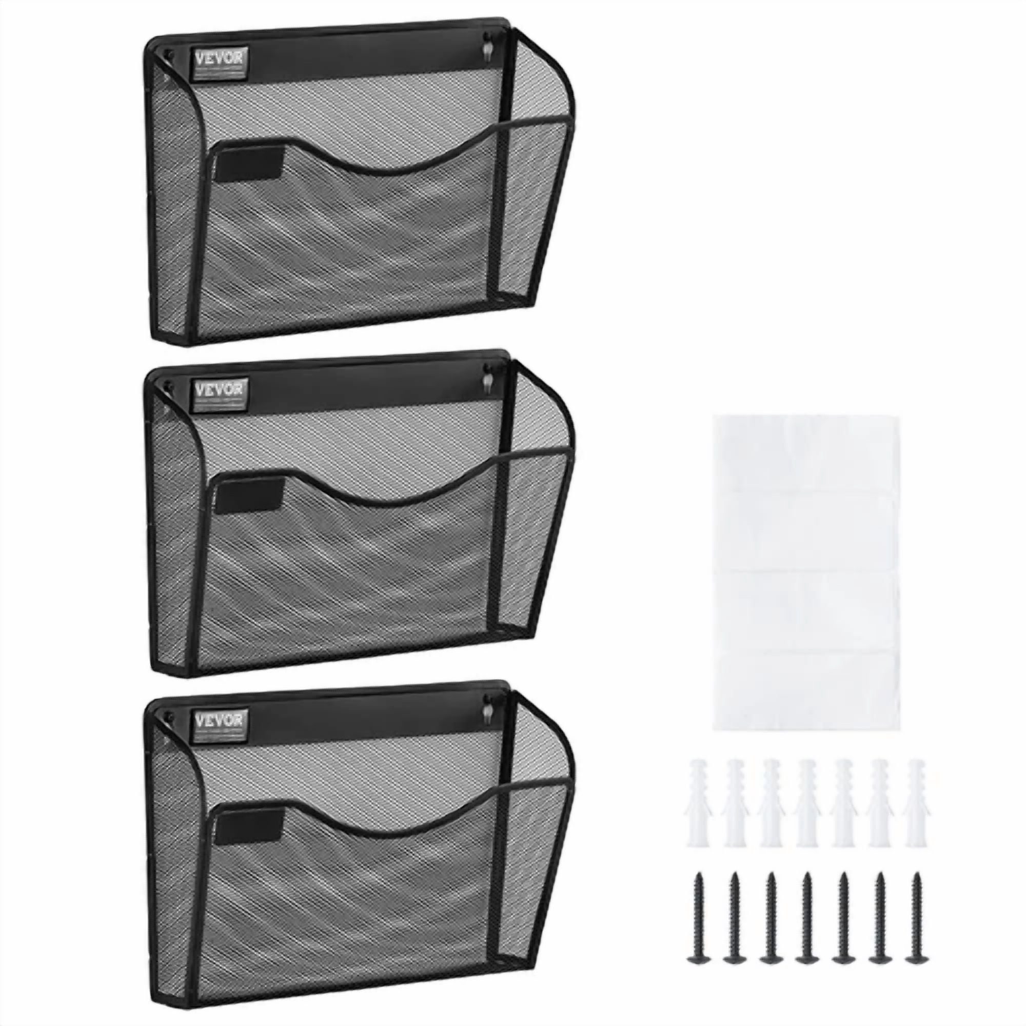 Vevor File Wall Rack Mesh Wall File Holder 3-Piece 1 Pocket For Office ...