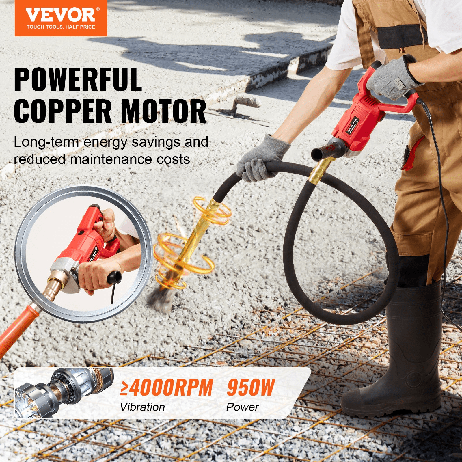 Vevor YXH6613000VPMYBBNV1 800W Handheld Concrete Vibrator - Walmart.com