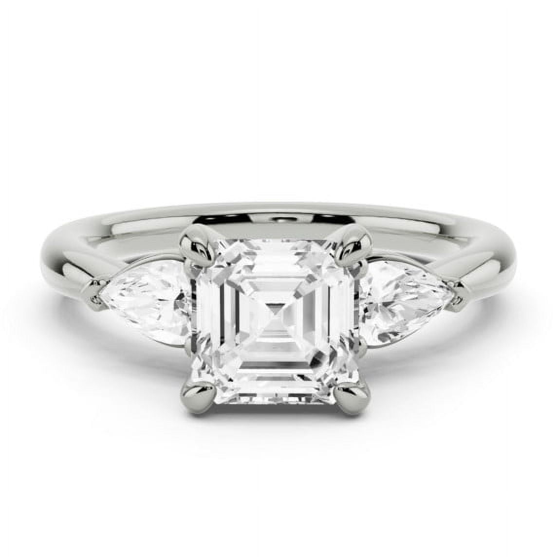 Vexa Jewel 1.7 Ct Asscher Cut Engagement Wedding Ring for Women - 3 Stone Trilogy Moissanite ...