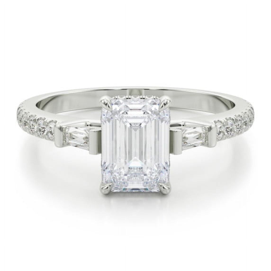 Vexa Jewel 1.7 Ct Emerald Cut Engagement Wedding Trilogy Ring - 14K White Gold Plated Hidden ...
