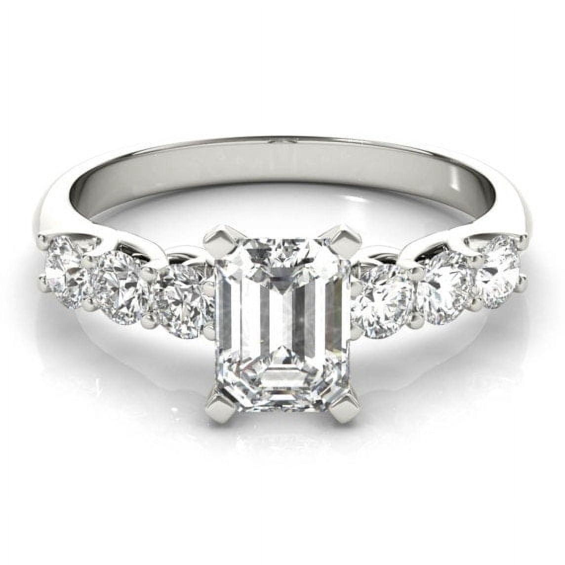 Vexa Jewel 1.8 Ct Emerald Cut Solitaire with Accent Diamonds - Split ...