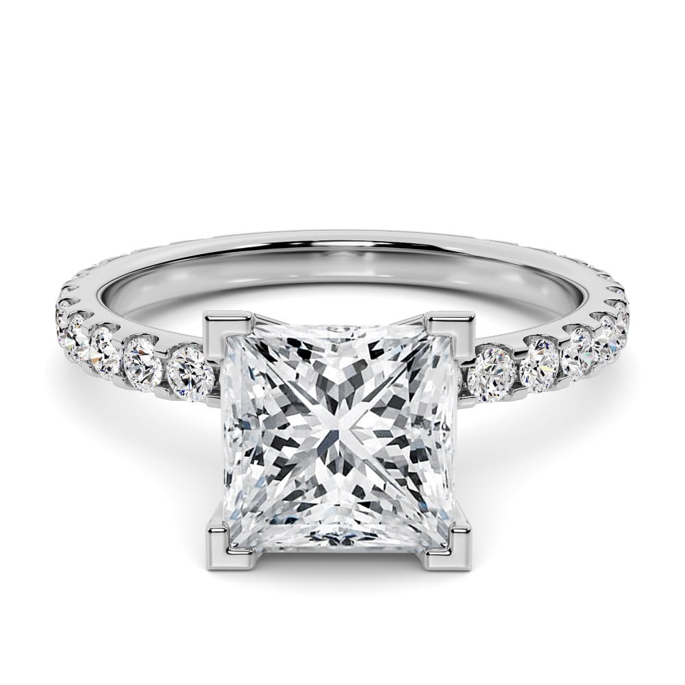 Vexa Jewel 14K White Gold Plated Princess Cut 2 Ct Solitaire Engagement ...