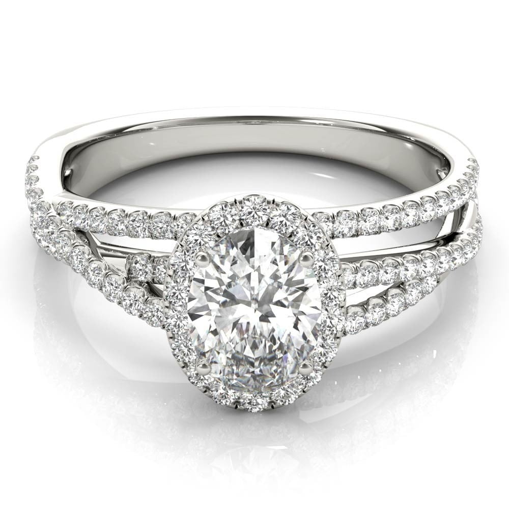 Vexa Jewel 2 Ct Excellent Oval Cut Halo Diamond Ring - 14K White Gold ...