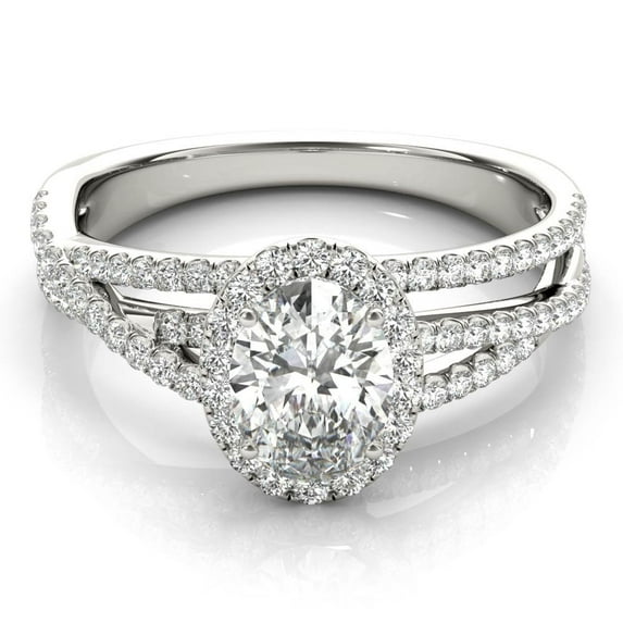 Vexa Jewel 2 Ct Excellent Oval Cut Halo Diamond Ring - 14K White Gold ...