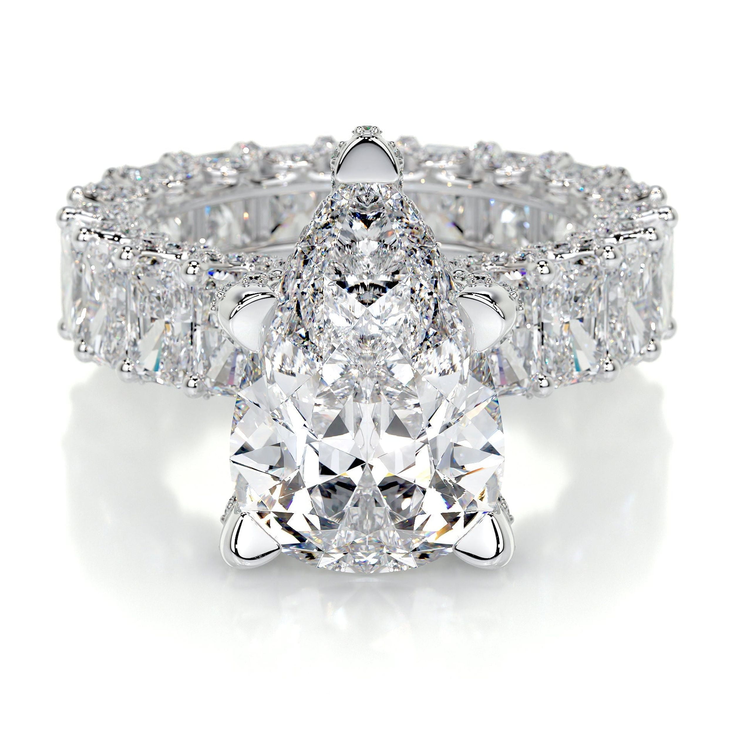 Vexa Jewel Artistic 2.4 Ct Pear Cut Hidden Halo Eternity Band Diamond ...