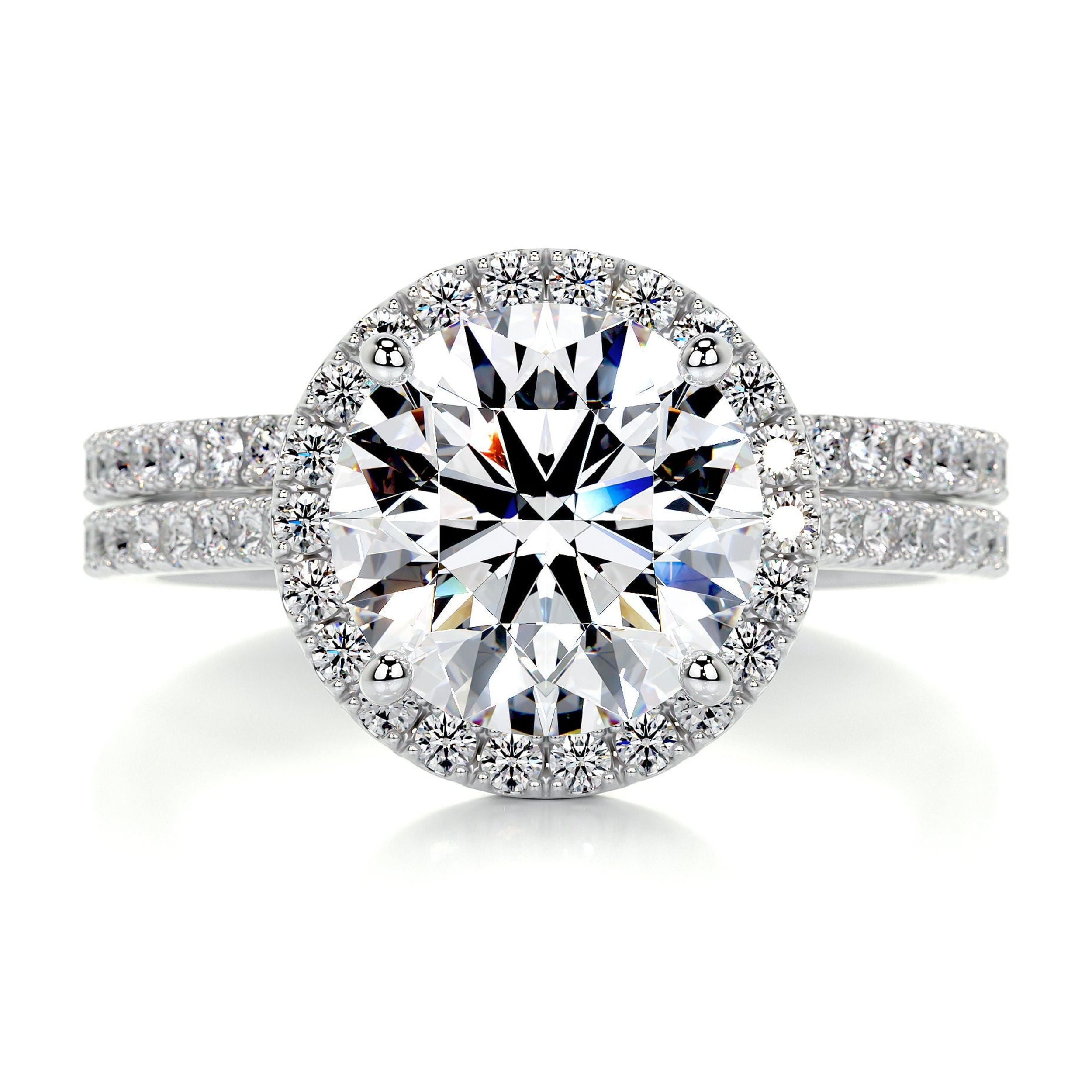 Vexa Jewel Brilliant 2 Ct Round Cut Diamond Ring - 14K White Gold ...