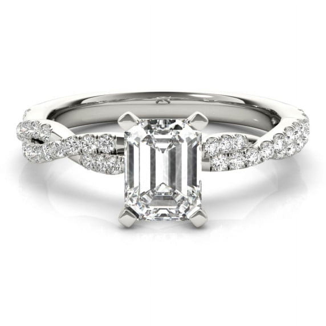 Vexa Jewelry 14K White Gold Plated 1.8 Ct Emerald Cut Solitaire with ...