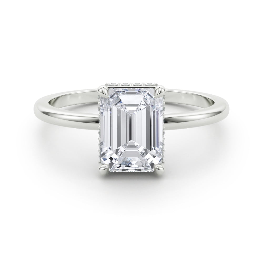 Vexa Jewelry 2.1 Ct Emerald Cut Hidden Double Halo Engagement Ring for ...