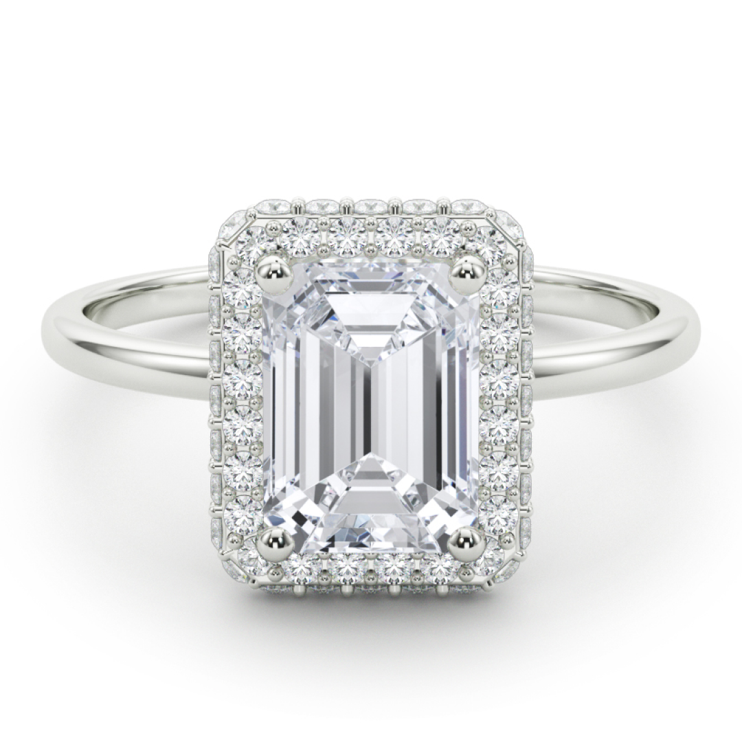 Vexa Jewelry 2.1 Ct Excellent Emerald Cut Hidden Halo Engagement Ring ...