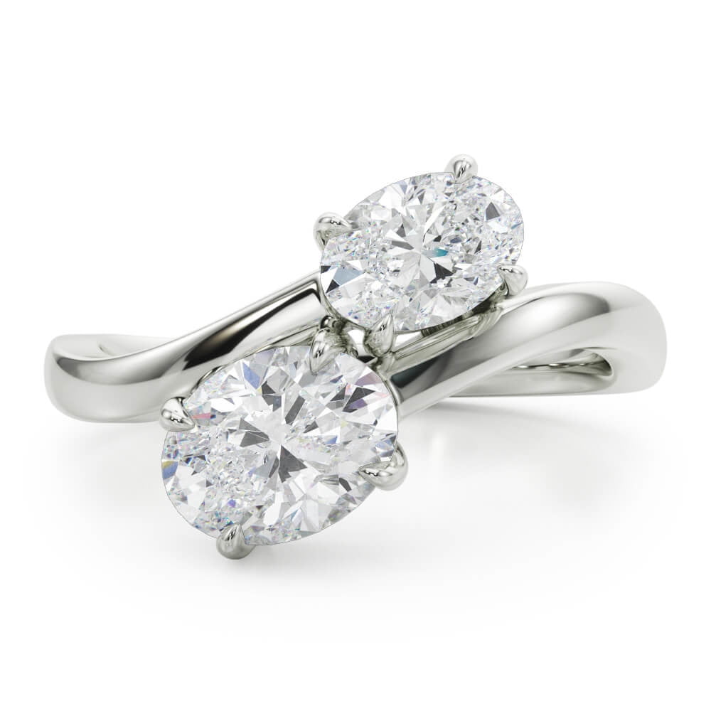 Vexa Jewelry Excellent Oval Cut Bypass 2 Stone Engagement Ring - 2 Ct ...