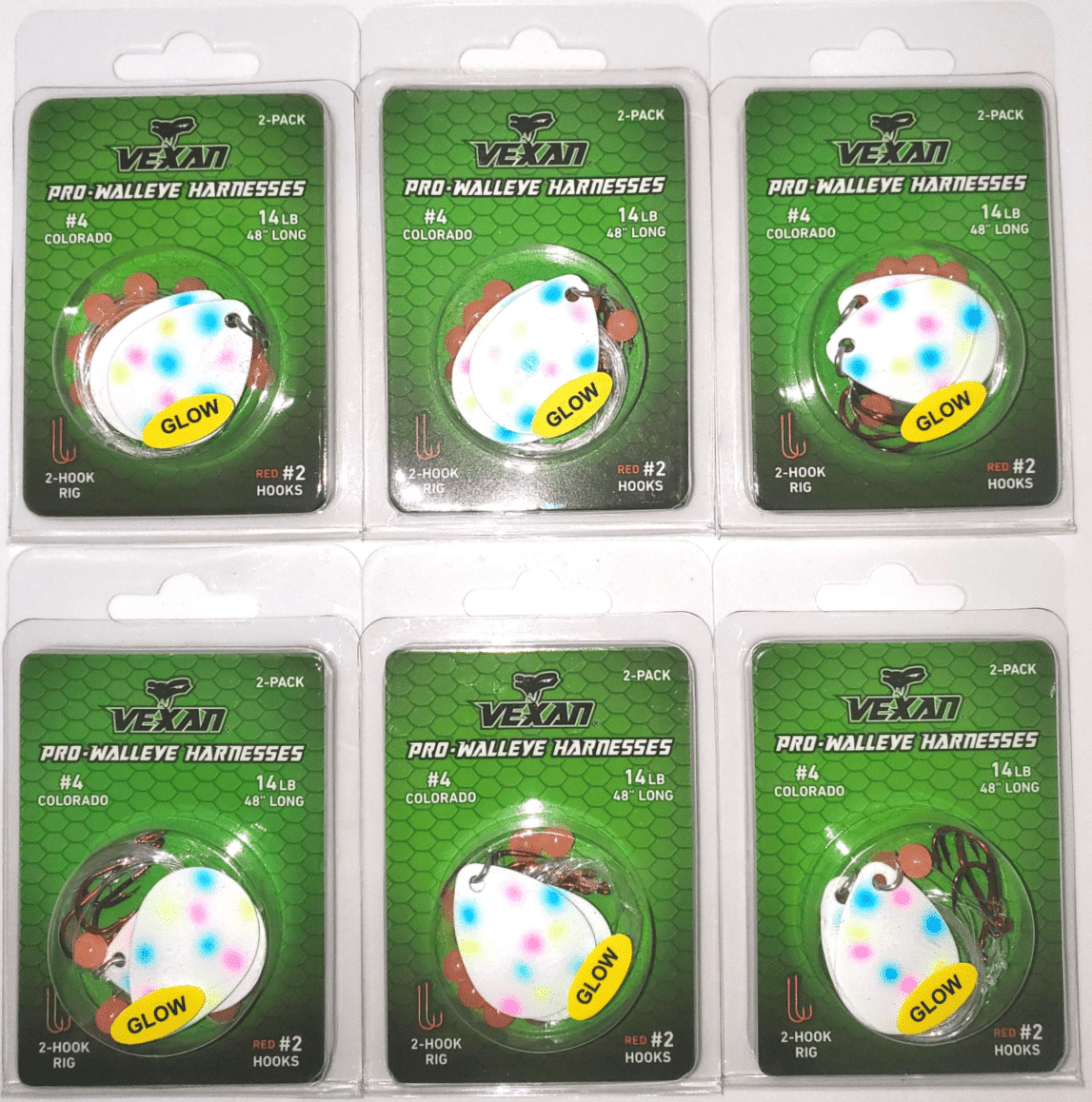 Vexan Six 2-Packs (12 Total) Glow Walleye Crawler Harnesses ...