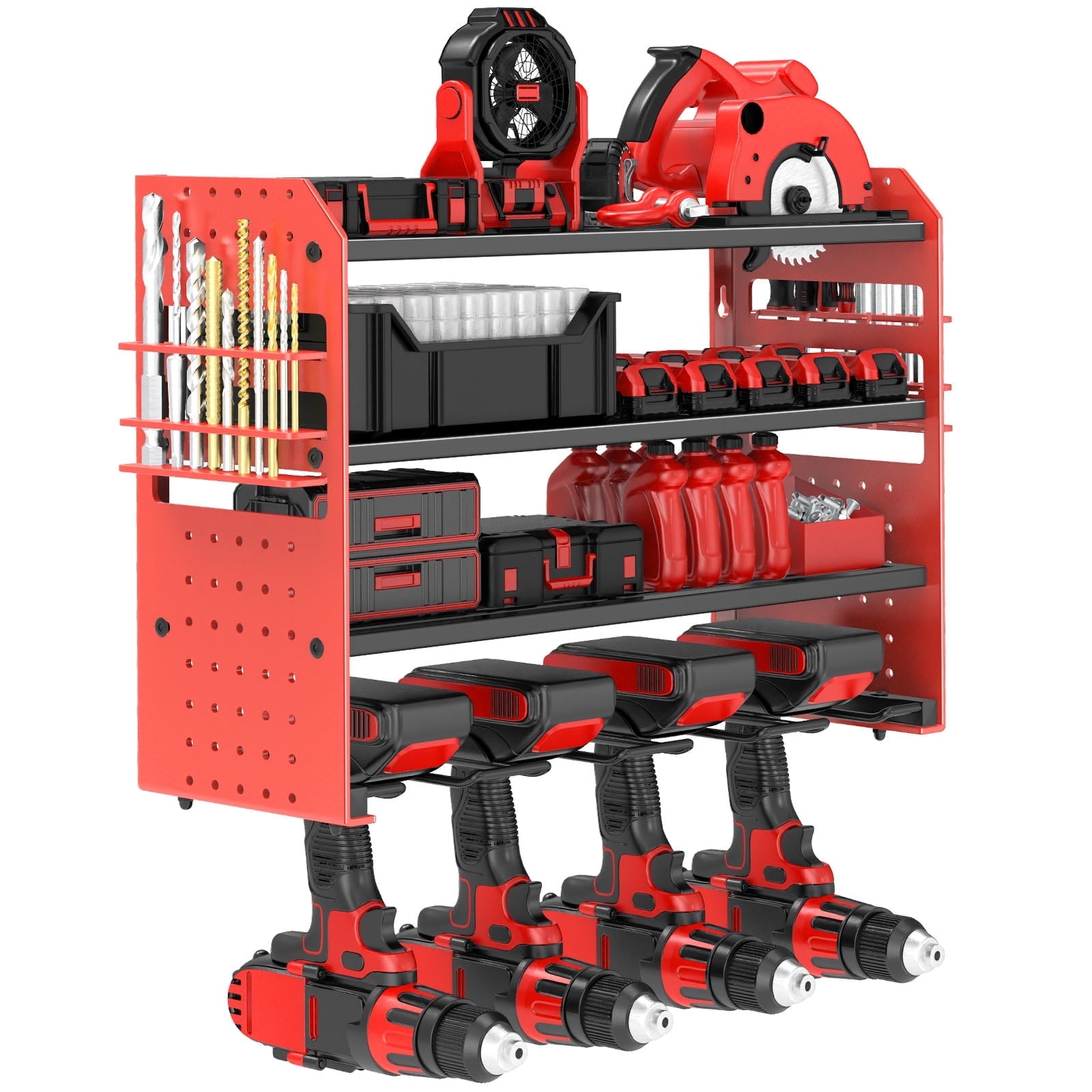 VeyFolzin.st Power Tool Organizer Wall Mount, Red Metal Power Tool ...