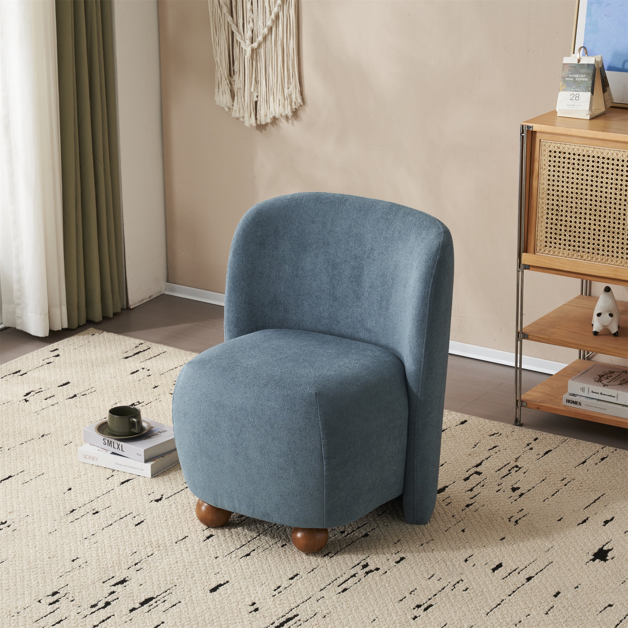 Veylin Modern Upholstered Low-back, Accent Chair, Wood, Blue - Walmart.com