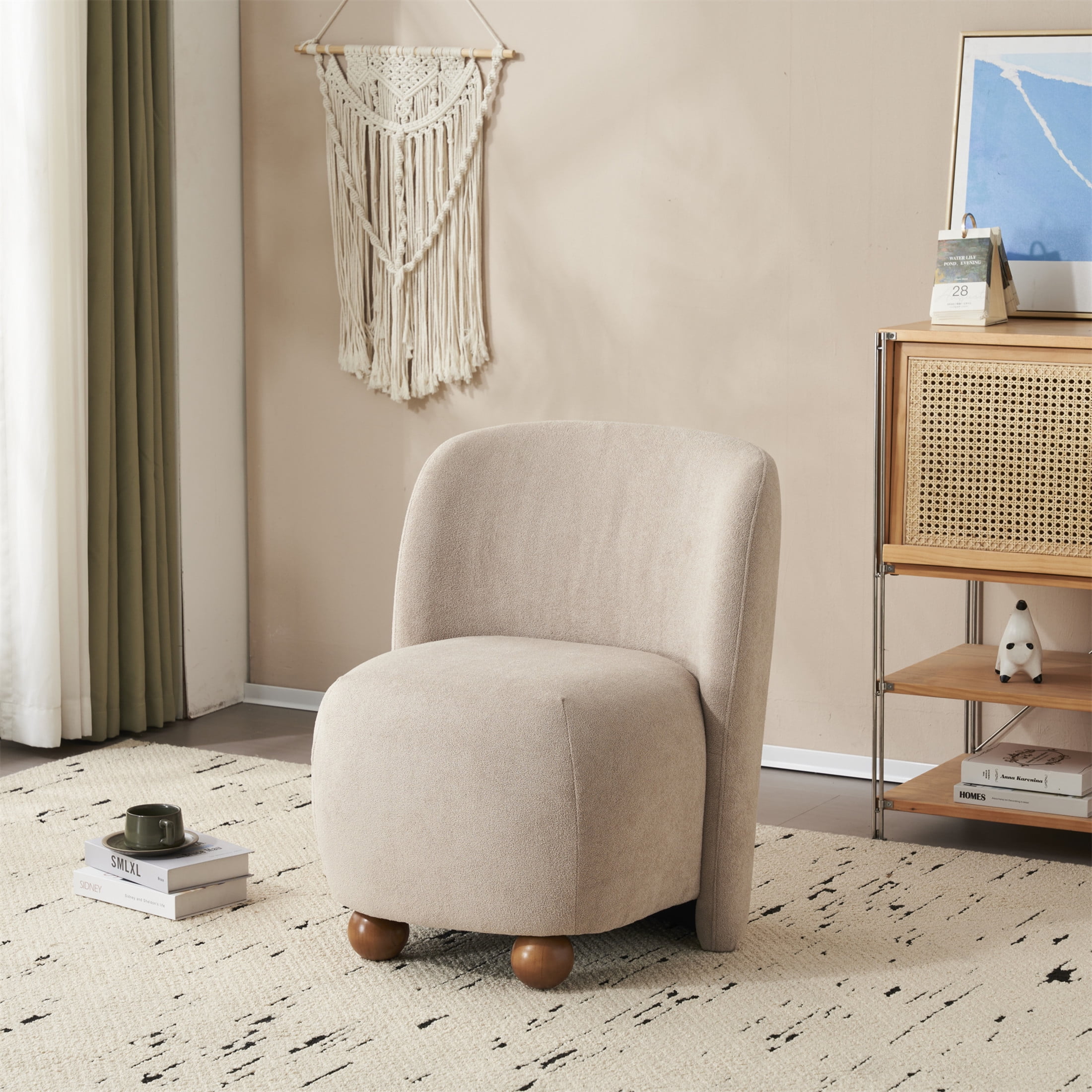 Veylin Modern Upholstered Low-back, Accent Chair, Wood, Khaki - Walmart.com