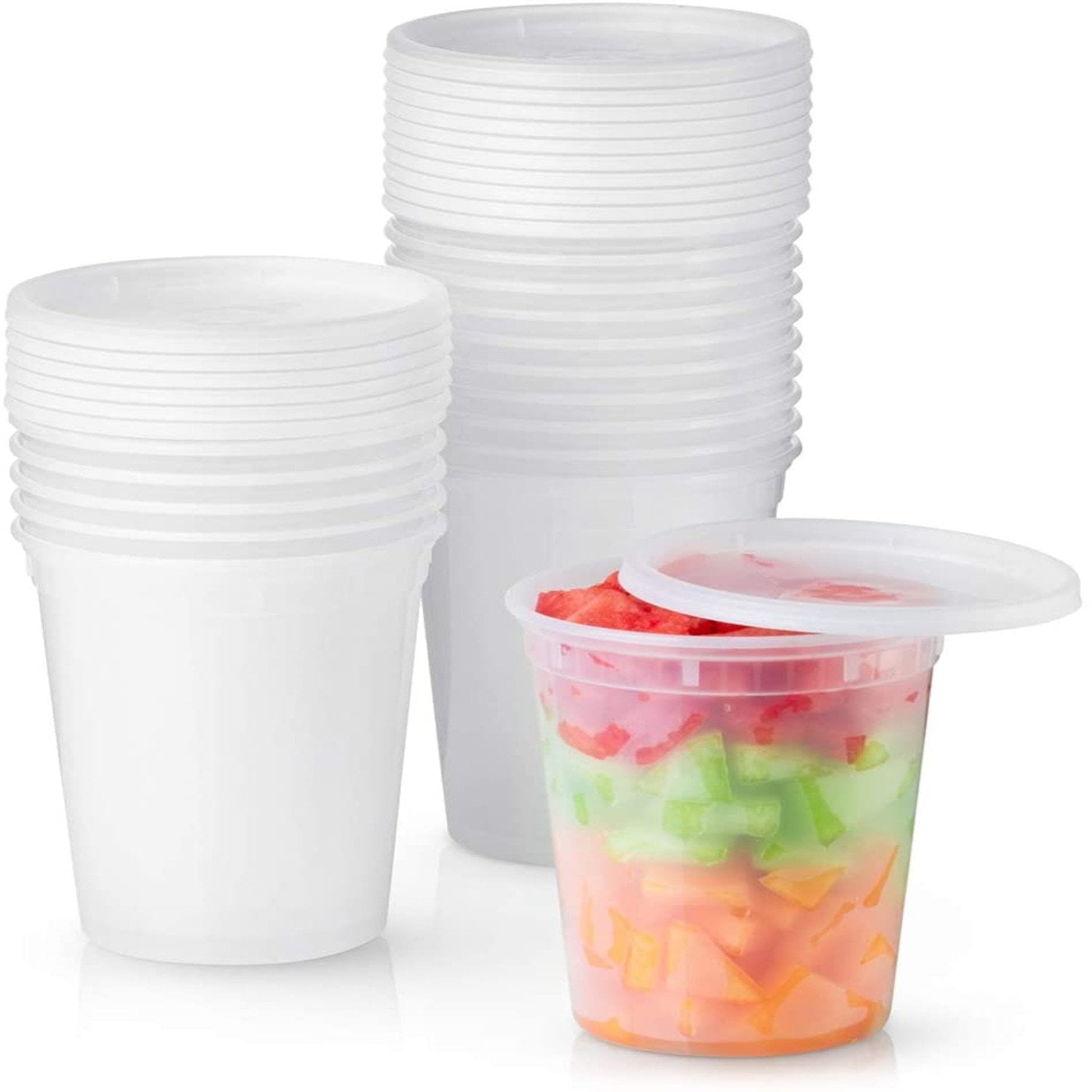 VEZEE 32oz Deli Containers with Lids, Leakproof Plastic Food Storage ...