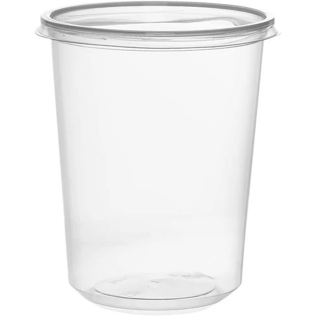 Vezee 32oz Lightweight Plastic Deli Containers with Lids Disposable ...