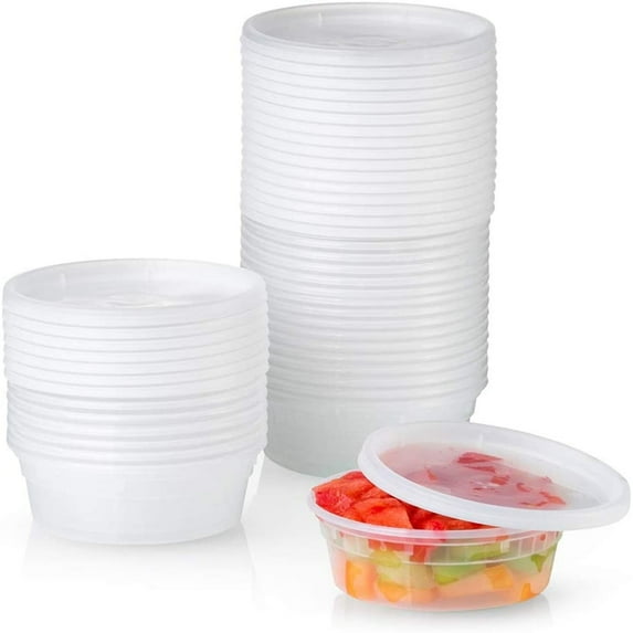 VEZEE 8oz Deli Containers, Clear Food Storage Cups with Lids, Microwave ...