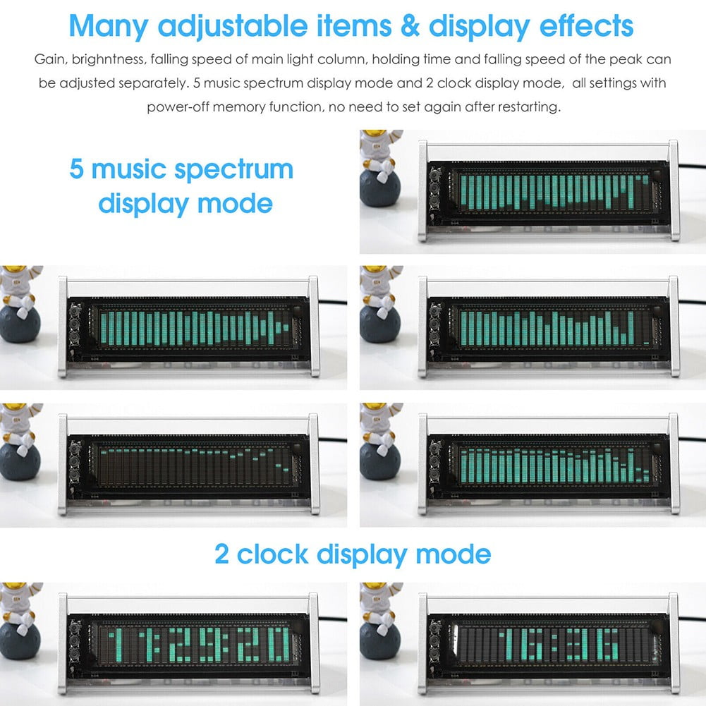 Vfd Audio Spectrum Analyzer Aux Selector Box 5.0 Receiver Desk Clock ...
