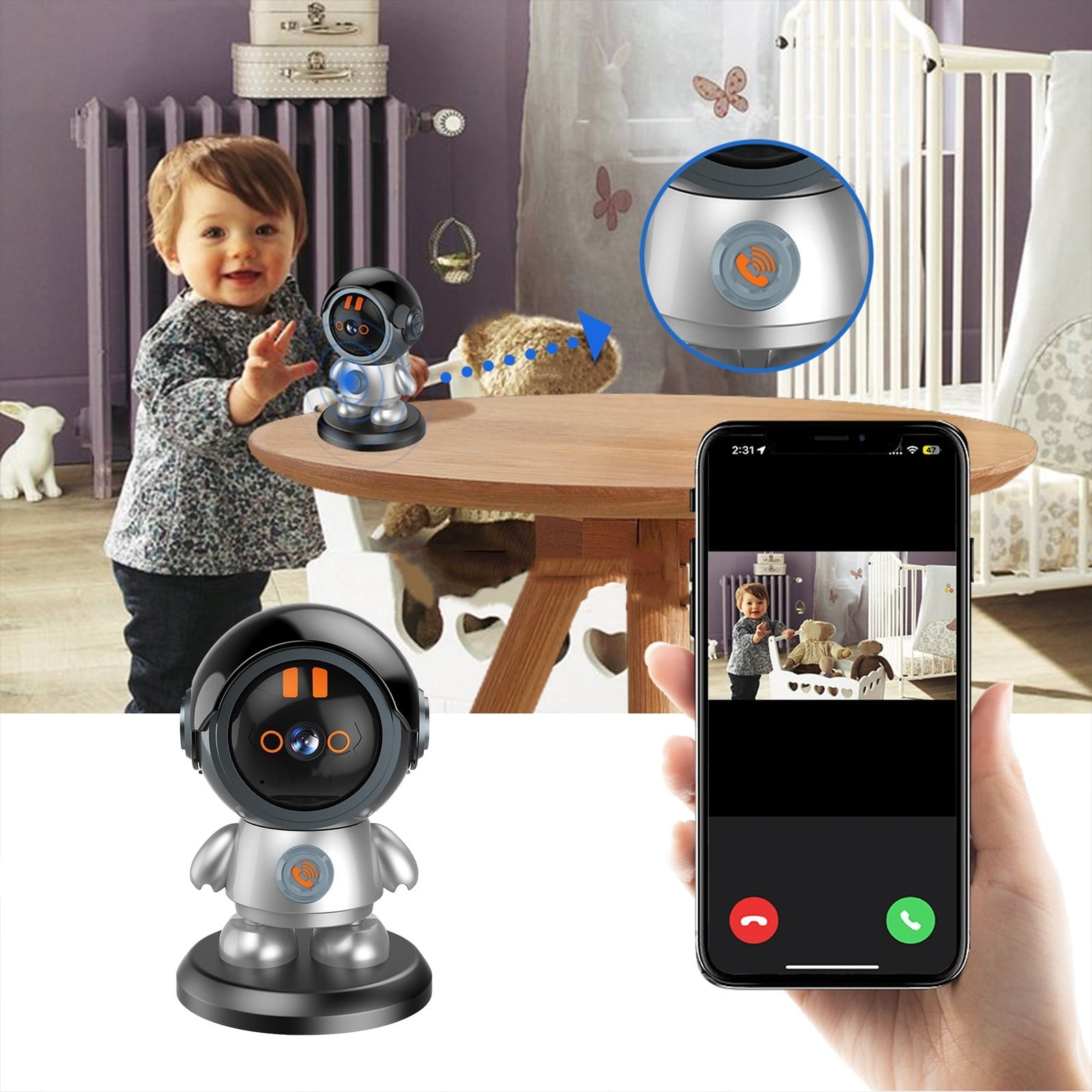 Vfedsrsge 3MP APP Call Robotman IP Camera Humanoid Detection Home Security CCTV Baby - Walmart.com