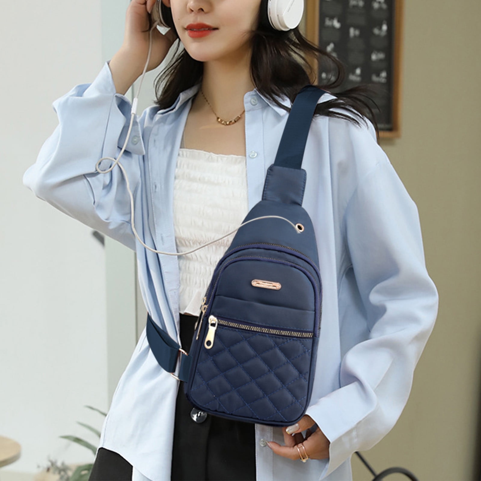 Vfedsrsge Blue Crossbody Bags for Women, Men,Durable Shoulder Sling ...